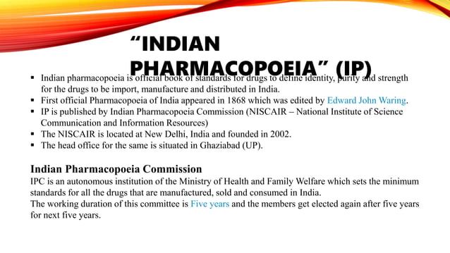 Indian Pharmacopoeia, BP, USP and Extra Pharmacopoeias | PPTX ...