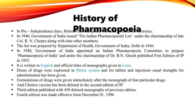 Indian Pharmacopoeia, BP, USP and Extra Pharmacopoeias | PPTX ...