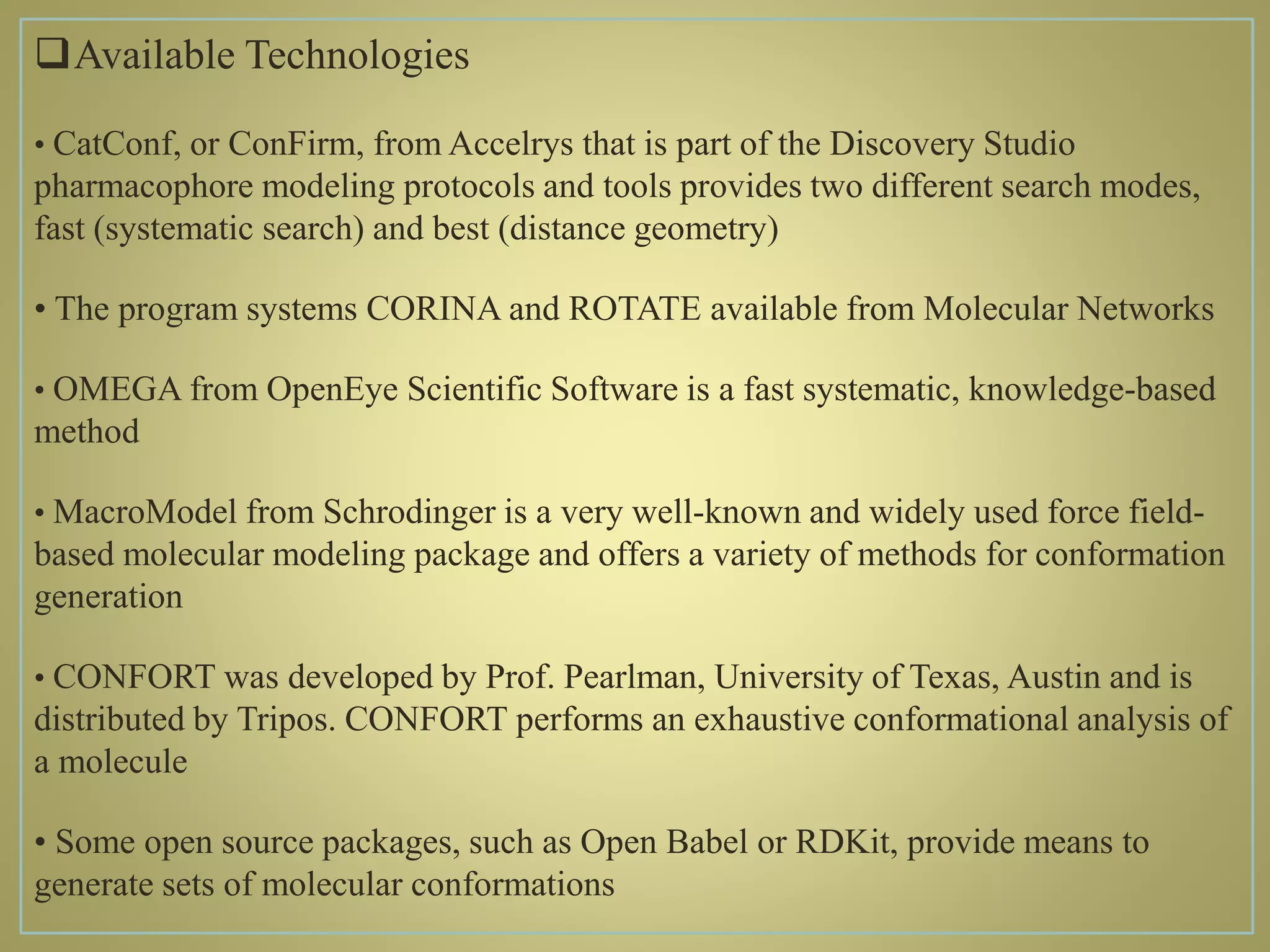 conformational search used in Pharmacophore mapping | PPTX