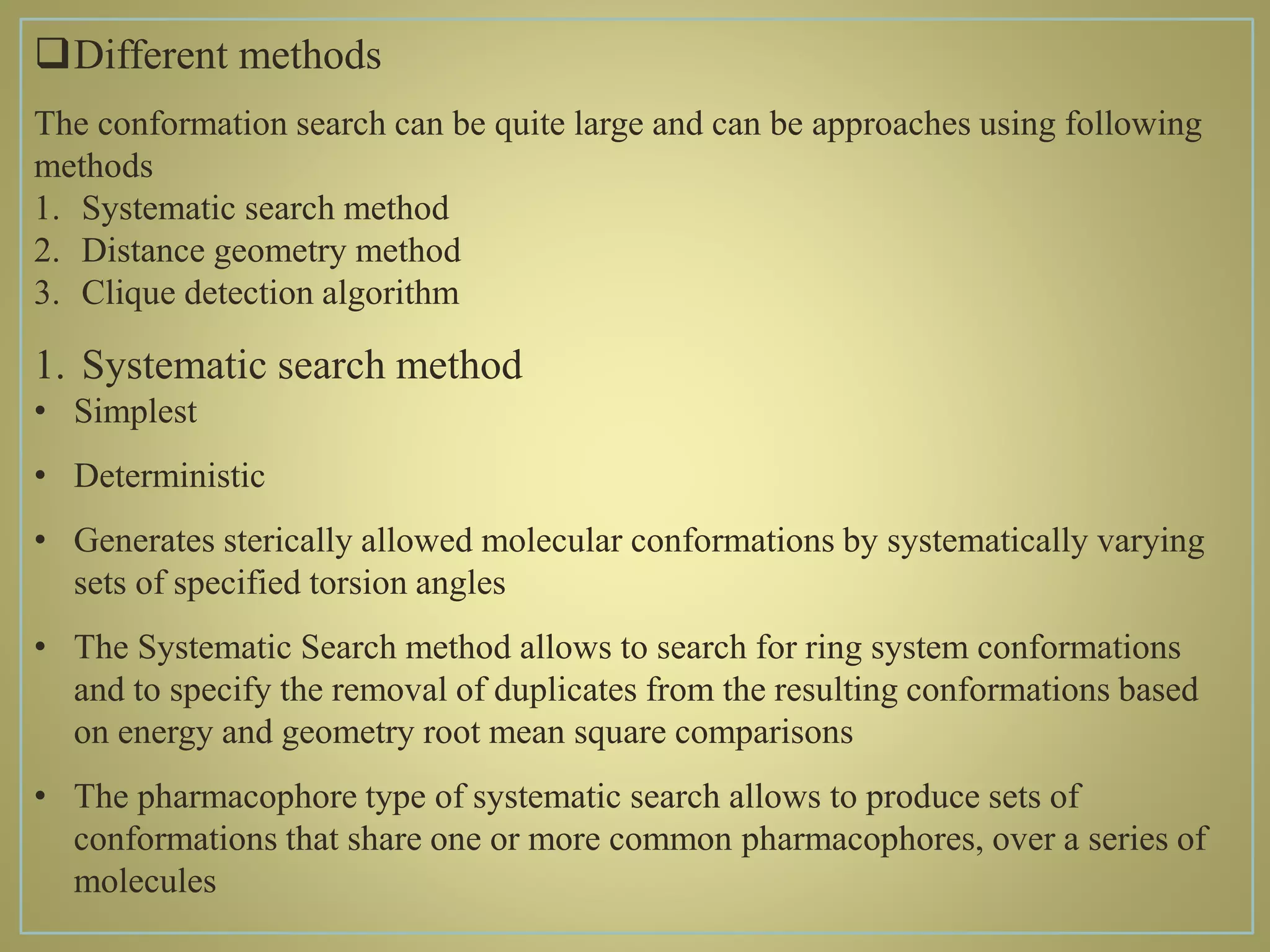 conformational search used in Pharmacophore mapping | PPTX