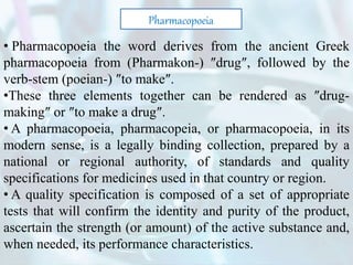 Pharmacopoeias,Sources of Impurities in Medicinal agents and Limit ...