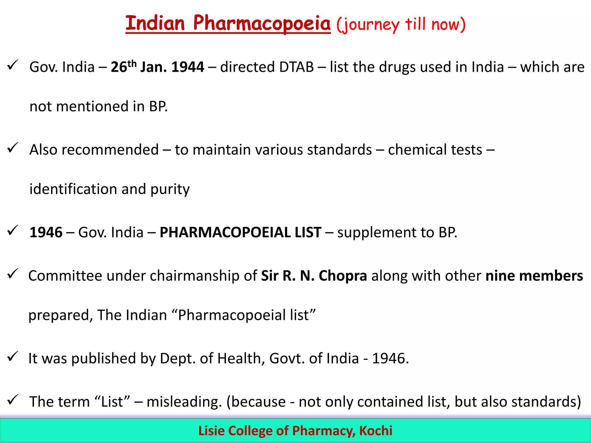 Pharmacopoeias | PPSX