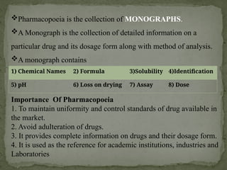 PHARMACOPOEIA (IP,BP,USP,NF AND EXTRA PHARMACOPOEIA) | PPTX