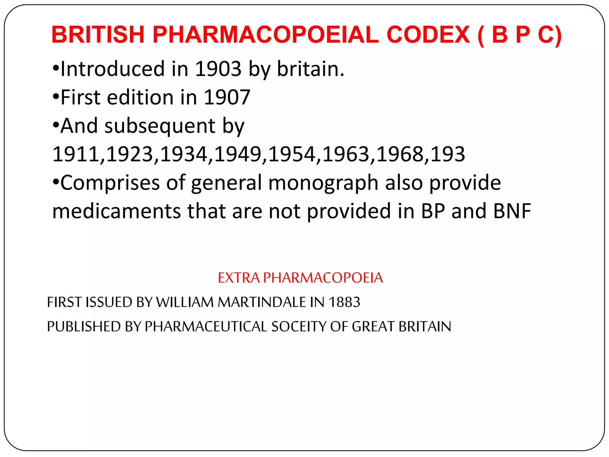 pharmacopoeia and monograph, pharmaceutical inorganic chemistry | PPTX
