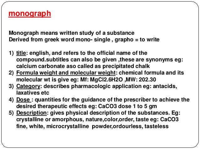 pharmacopoeia and monograph, pharmaceutical inorganic chemistry