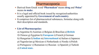 PHARMACOPOEIA (book published by a govt) | PPTX