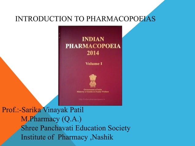 Pharmacopoeia ppt 1 | PDF | Pharmaceutical Drugs | Medical Health