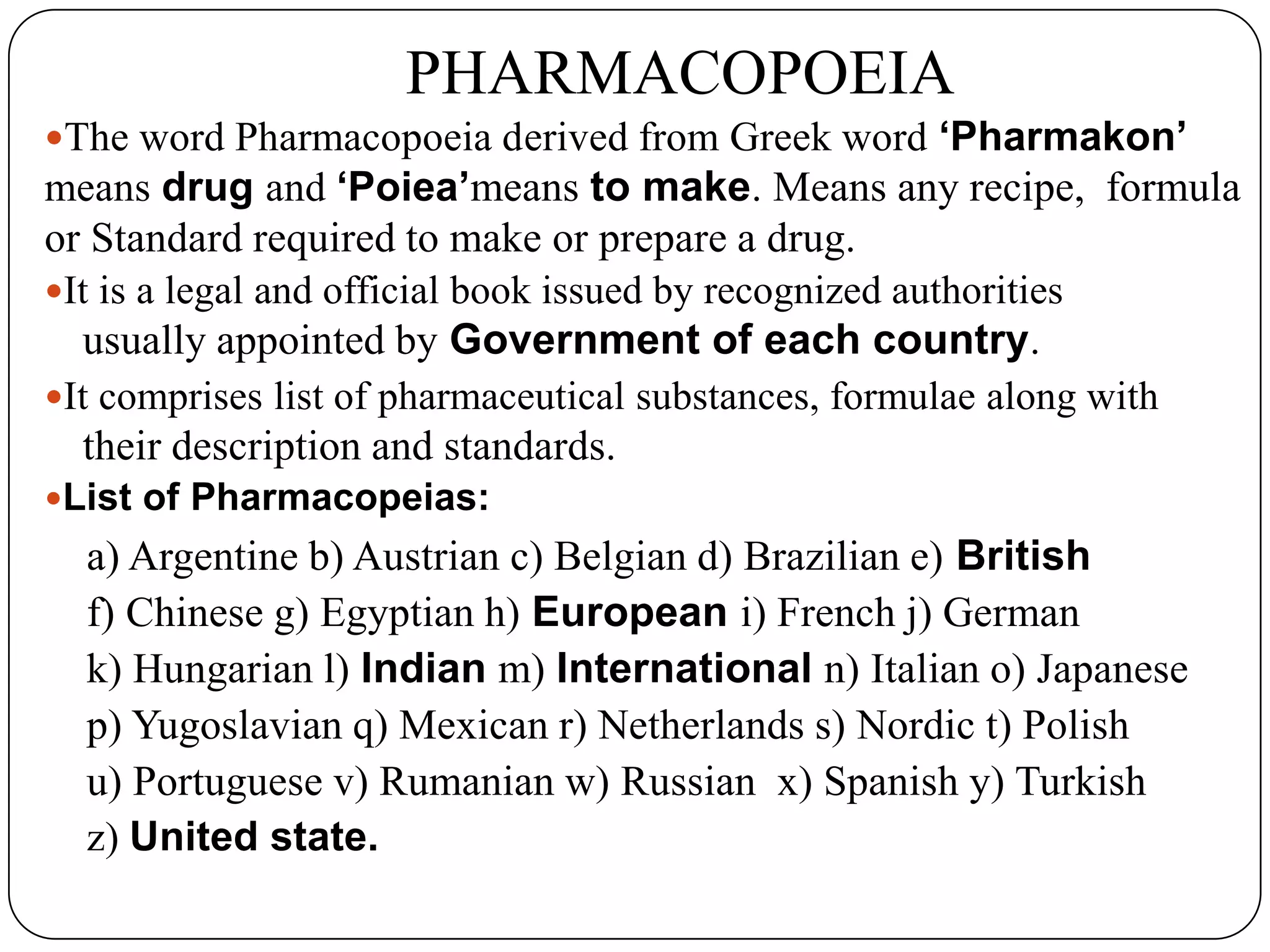 Pharmacopoeias | PPTX