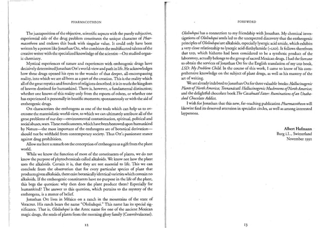 Pharmacotheon entheogenic drugs, their plant sources and history ...