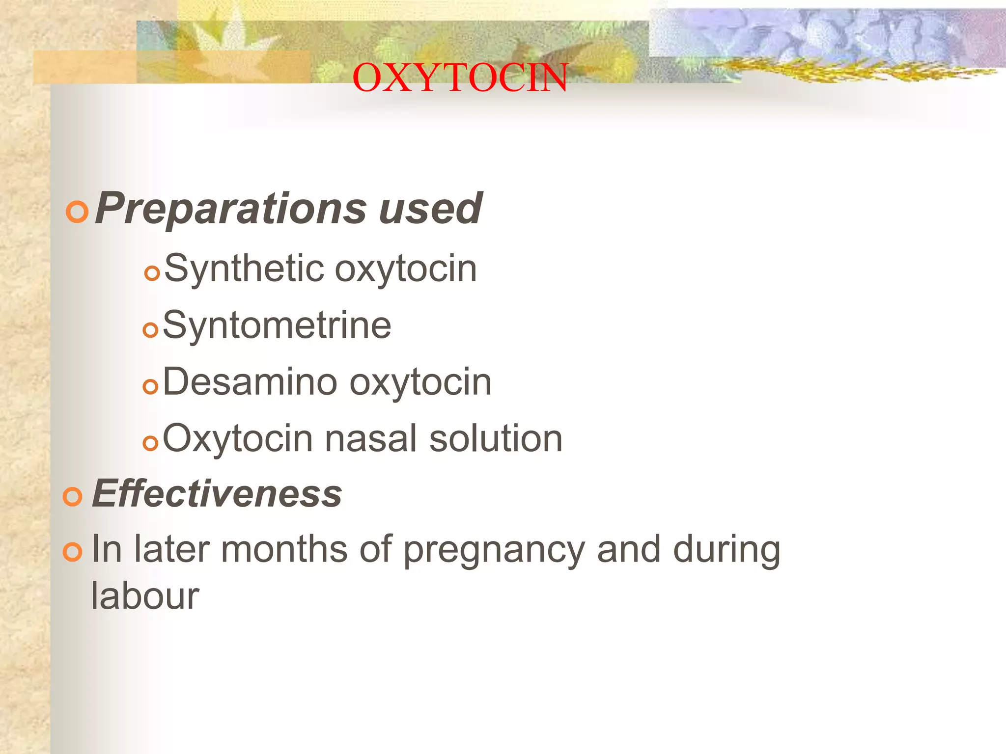 Pharmaco therapeutics in obstetrics | PPTX
