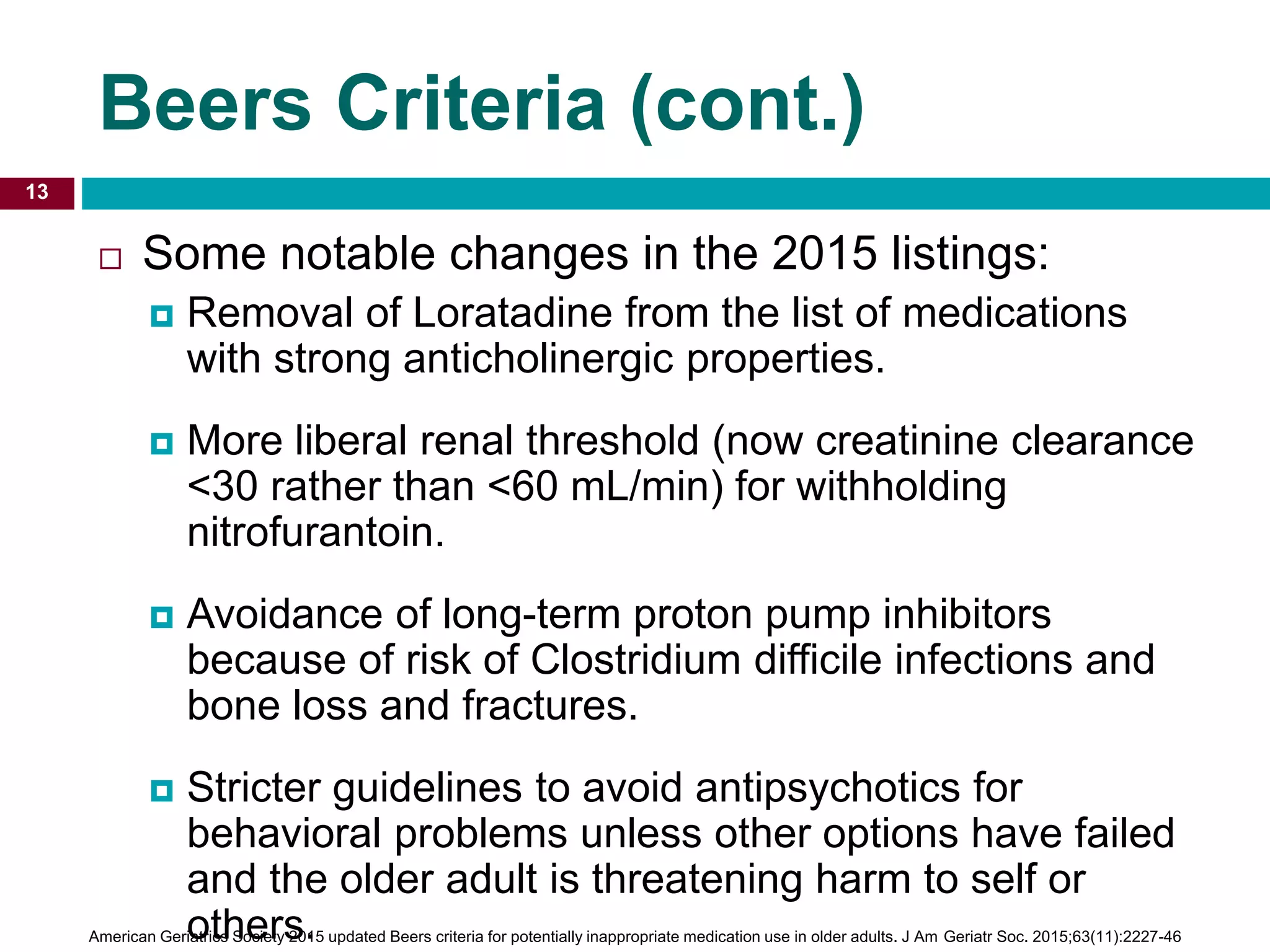 Pharmacotherapy and adherence to beers criteria (providers) | PPTX