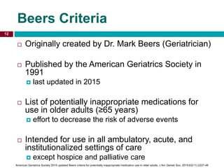 Pharmacotherapy and adherence to beers criteria (providers) | PPTX