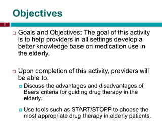 Pharmacotherapy and adherence to beers criteria (providers) | PPTX