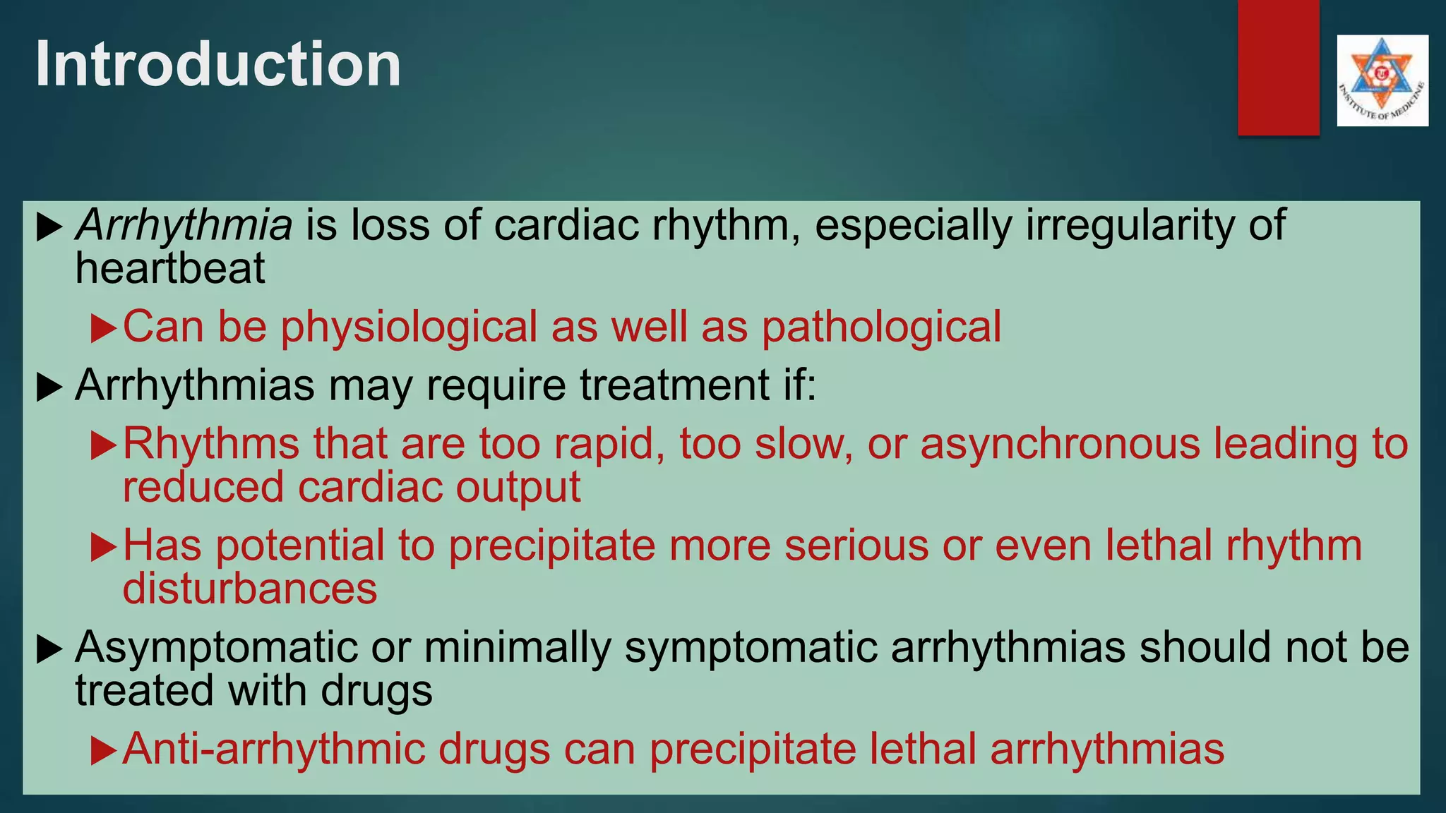 Pharmacotherapy of arrhythmia | PPTX
