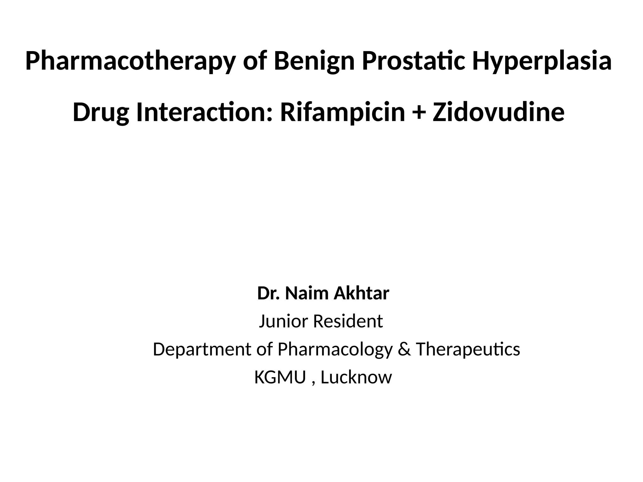 Pharmacotherapy of Benign Prostatic Hyperplasia drug interaction ...