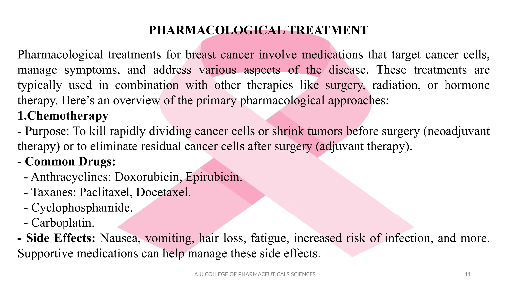Pharmacotherapy & Pathophysiology of Breast Cancer | PPTX