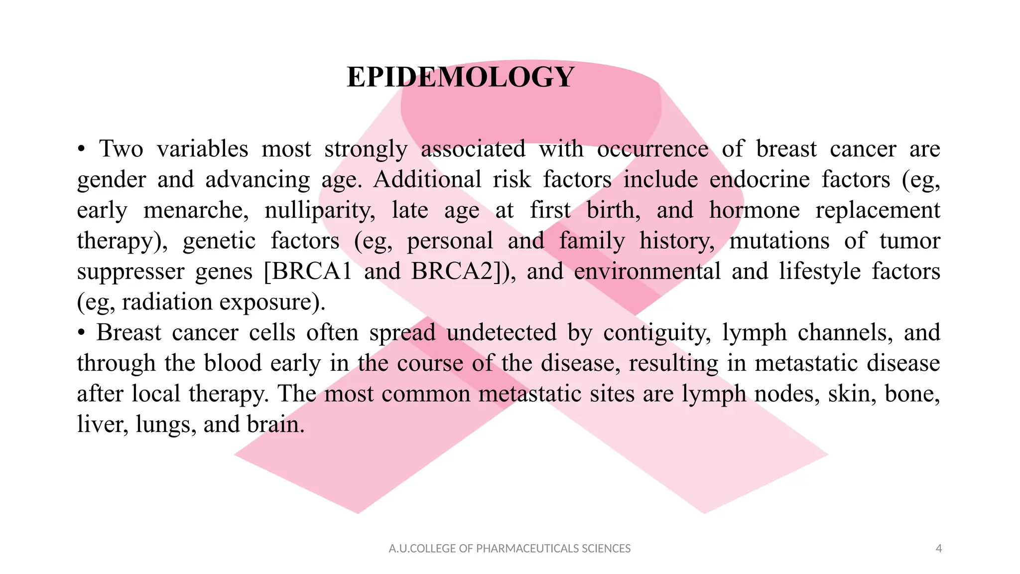 Pharmacotherapy & Pathophysiology of Breast Cancer | PPTX