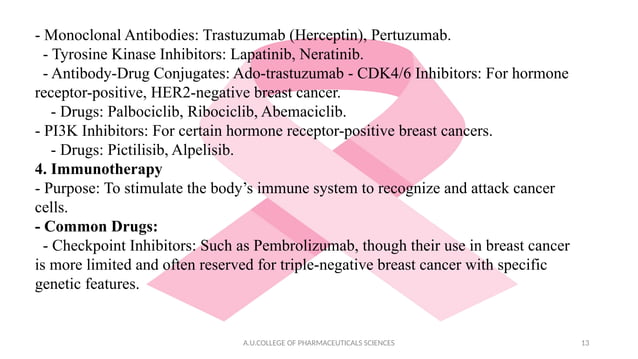 Pharmacotherapy & Pathophysiology of Breast Cancer | PPTX | Cancer ...