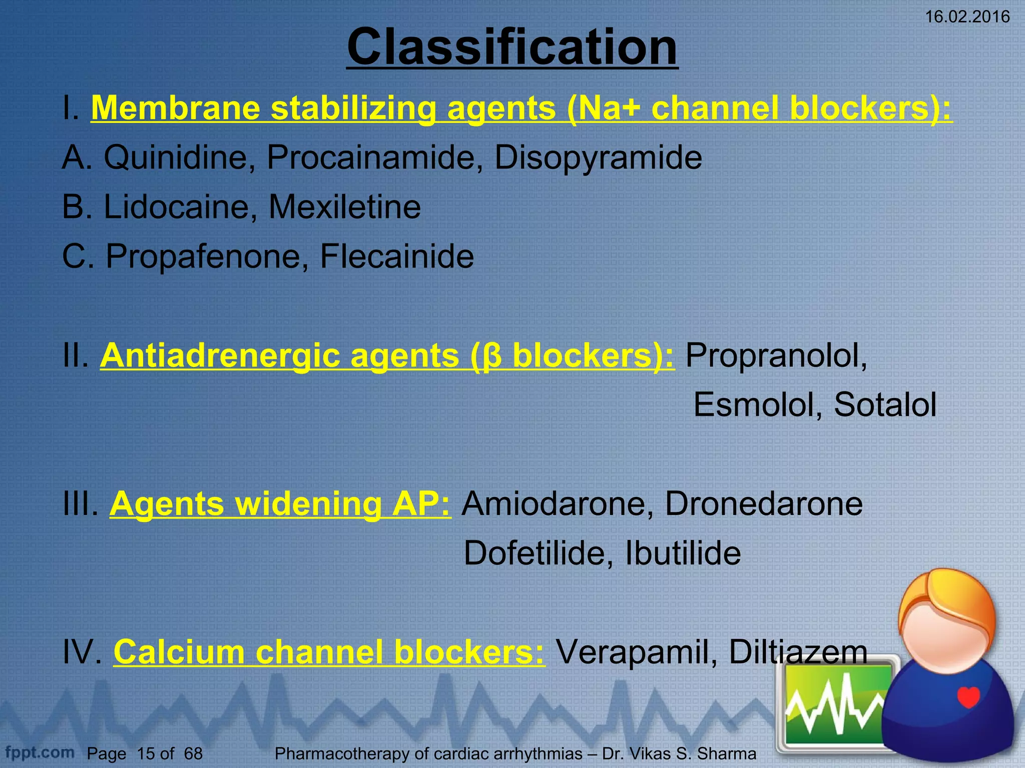 Pharmacotherapy of cardiac arrhythmias | PPT
