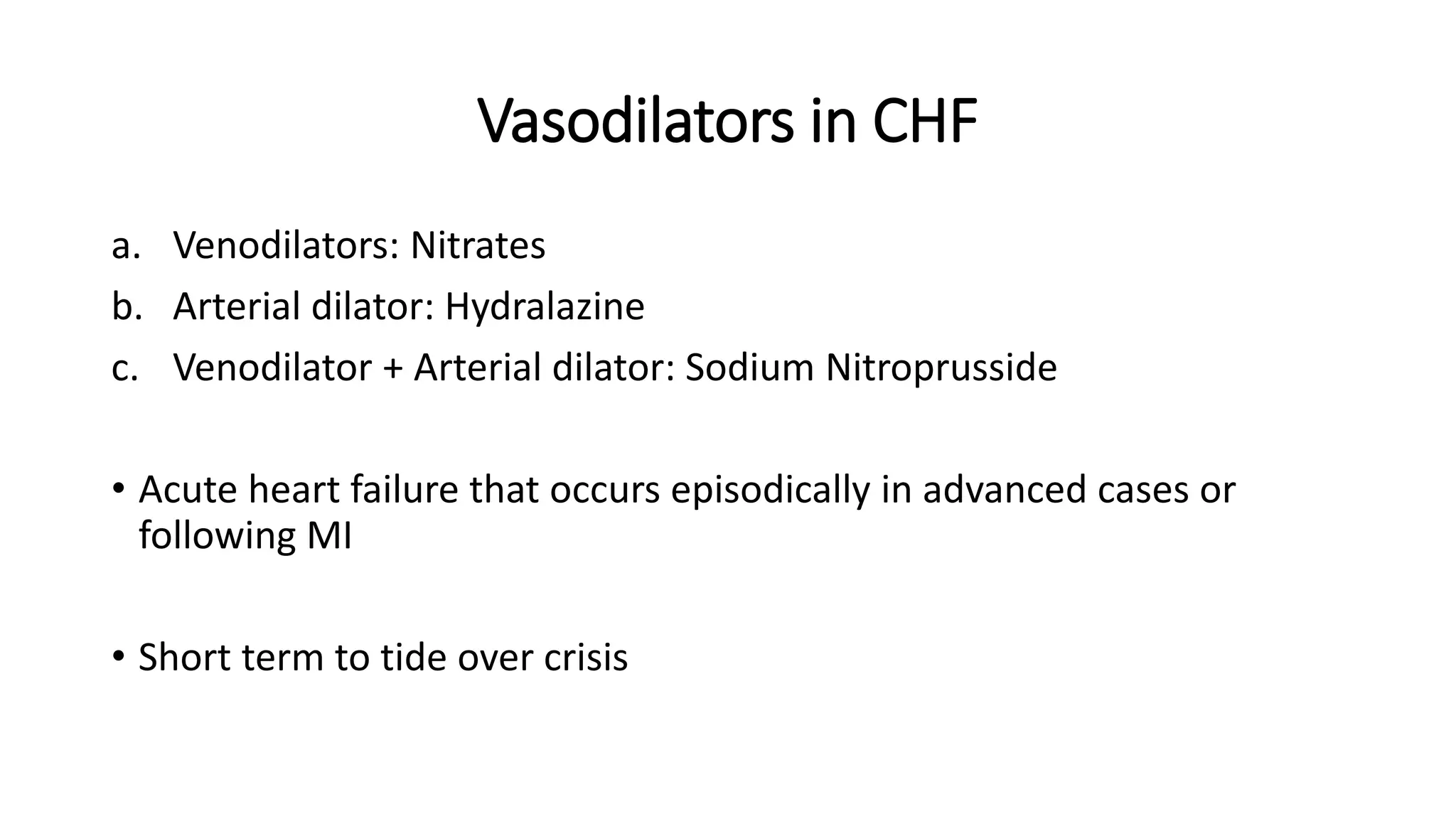 Pharmacotherapy of congestive heart failure symptomatic benefits | PPTX