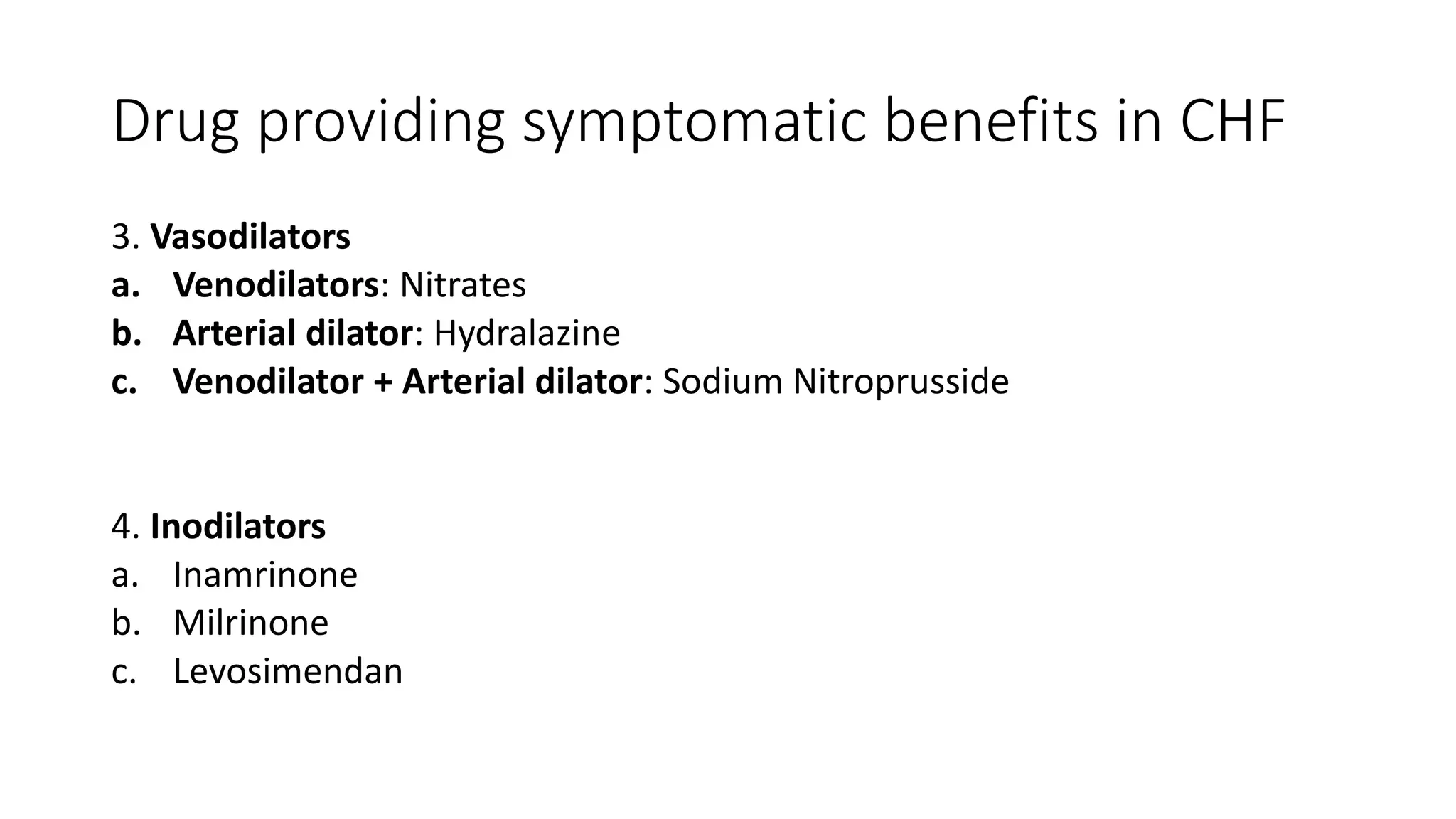 Pharmacotherapy of congestive heart failure symptomatic benefits | PPTX