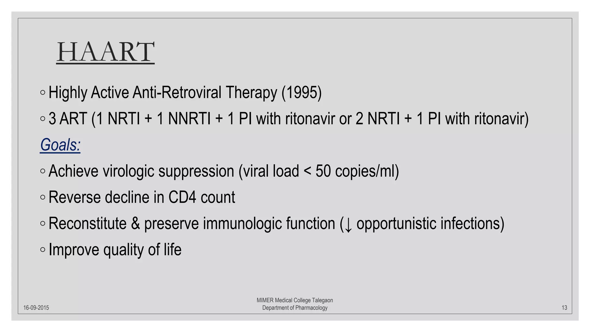 Pharmacotherapy of HIV | PPTX