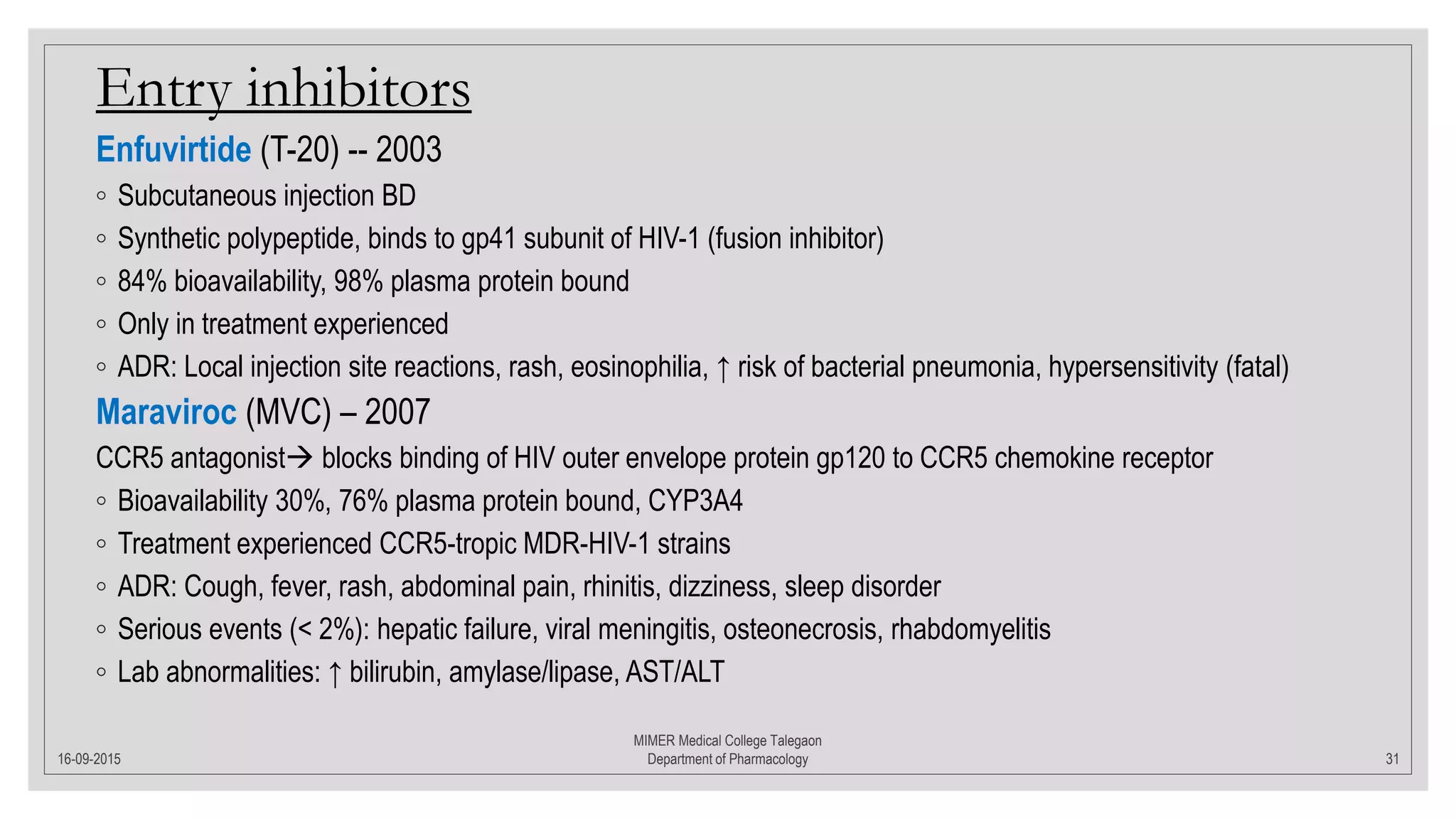 Pharmacotherapy of HIV | PPTX