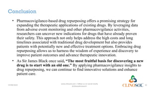 Role of Pharmacovigilance in Drug Repurposing | PPTX