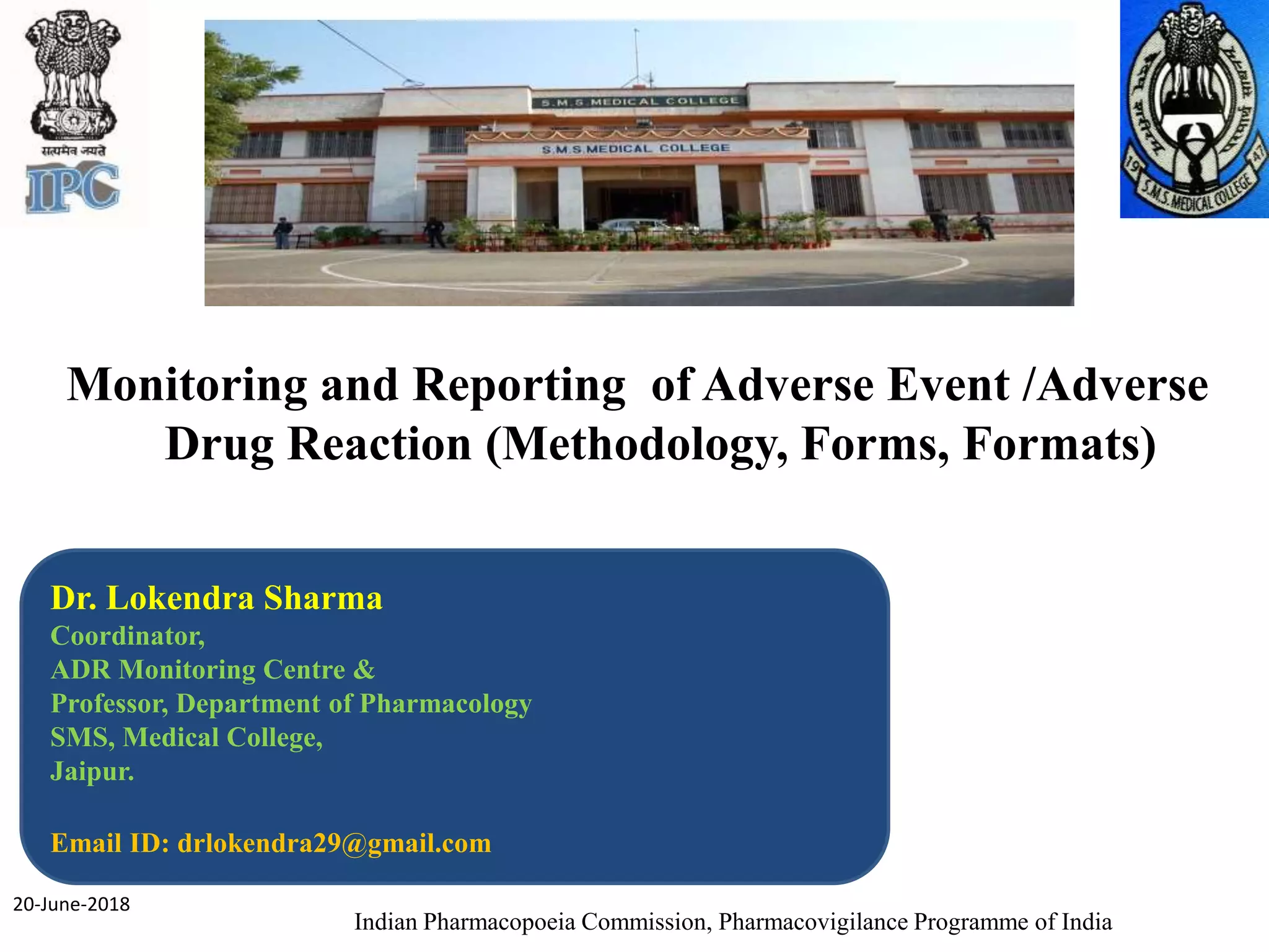 Monitoring and Reporting of Adverse Event /Adverse Drug Reaction ...