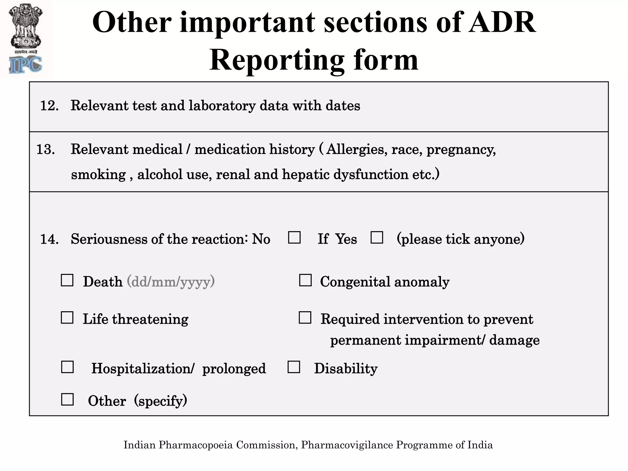 Monitoring and Reporting of Adverse Event /Adverse Drug Reaction ...