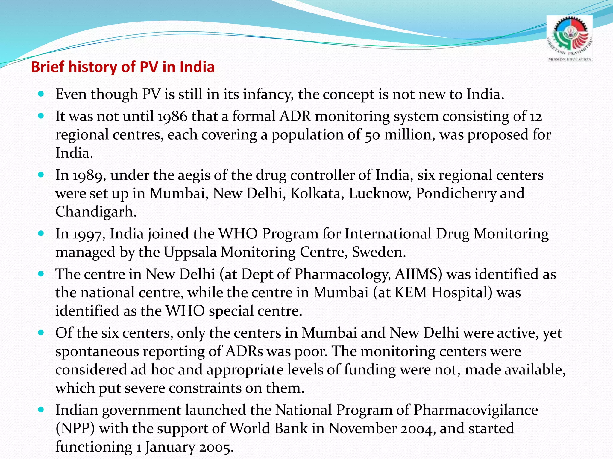 Pharmacovigilance program of India (PvPI) | PPTX