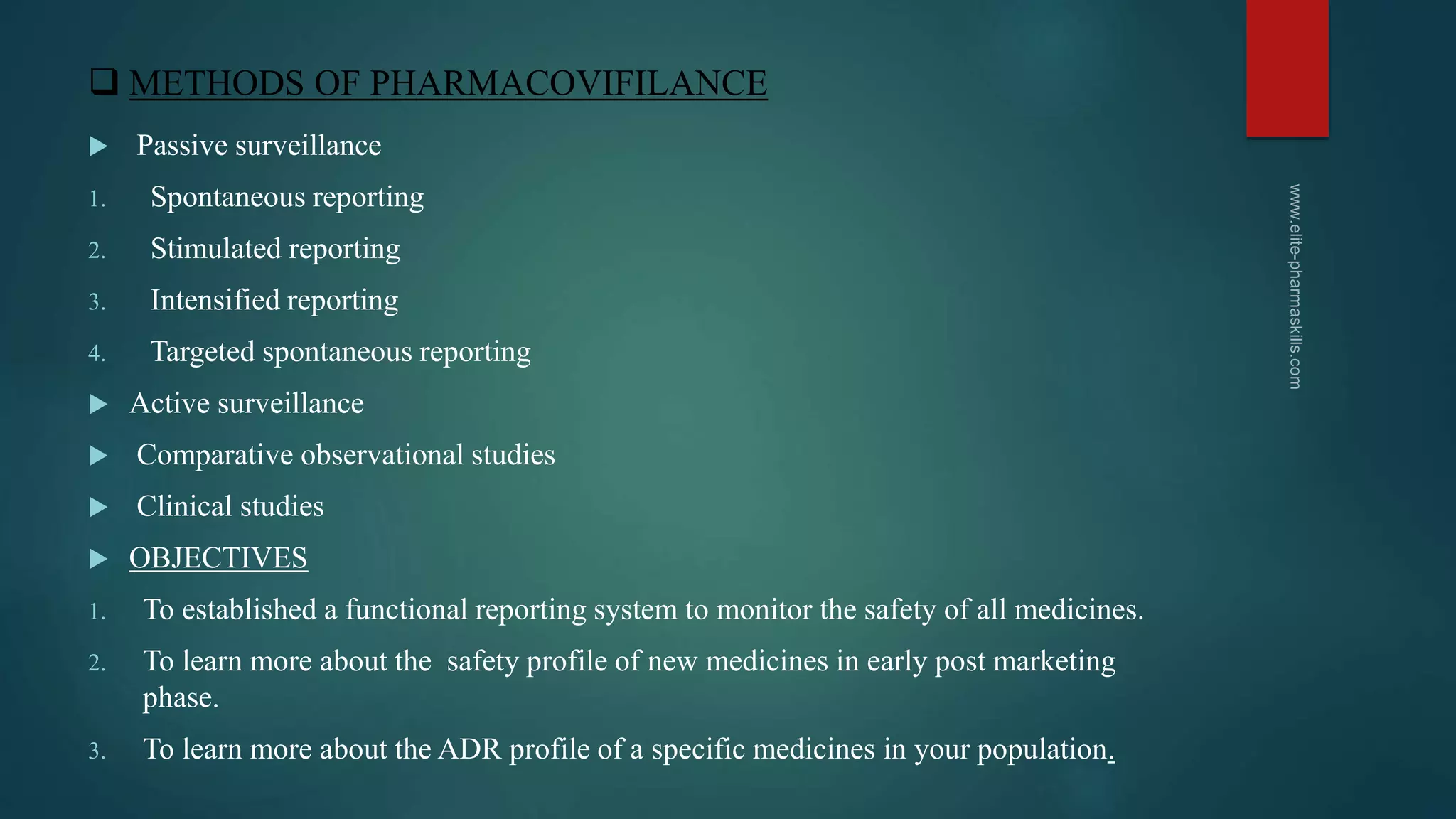 Pharmacovigilance reporting methods | PPTX