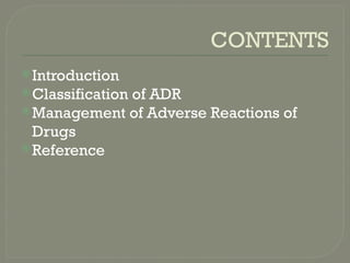 Management of Adverse Drug Reaction in pharmacy practice | PPTX