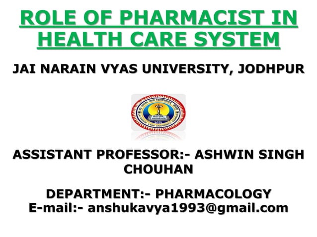 ROLE OF PHARMACIST IN HEALTH CARE SYSTEM. | PPTX | Pharmaceutical ...