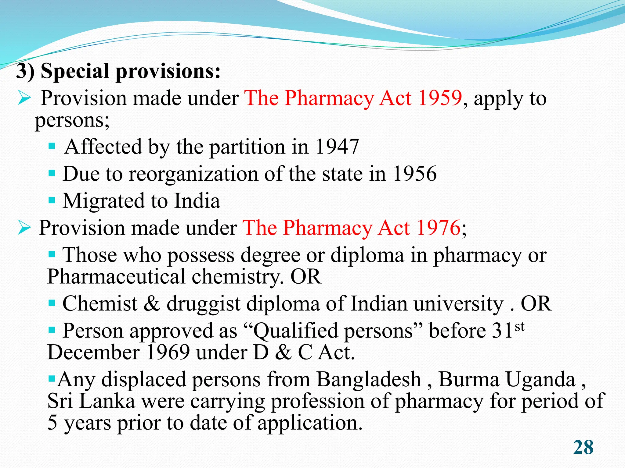 Pharmaceutical Jurisprudence Pharmacy Act 1948 Topic 3 | PPTX