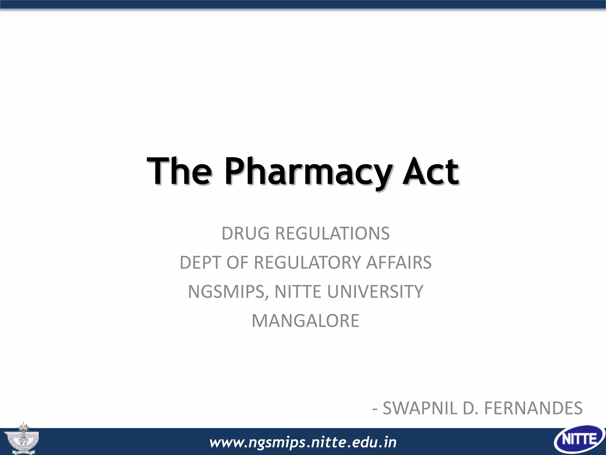 The Pharmacy act, 1948 | PPTX