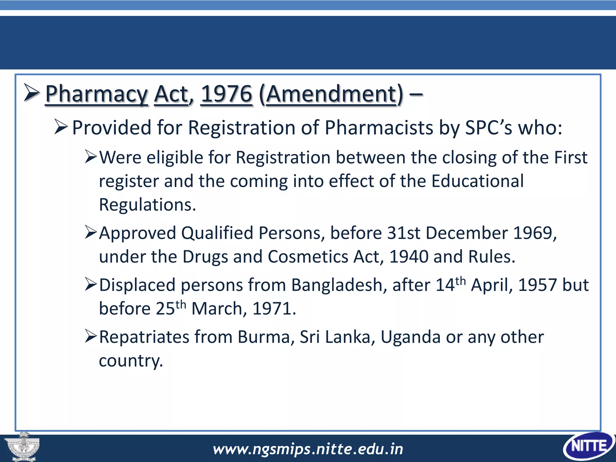 The Pharmacy act, 1948 | PPTX