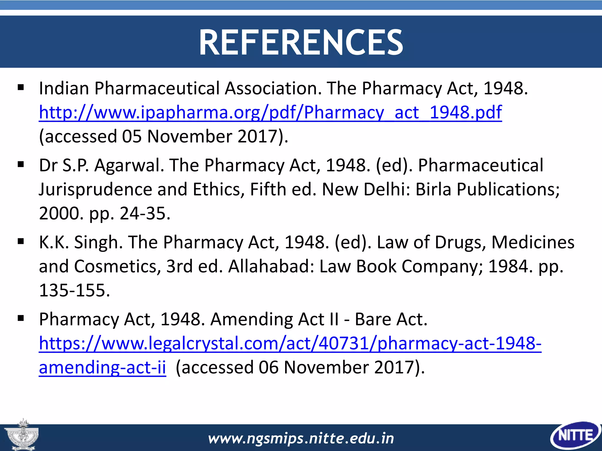 The Pharmacy act, 1948 | PPTX