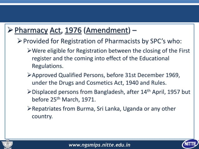 The Pharmacy act, 1948 | PPTX | Pharmaceutical Drugs | Medical Health