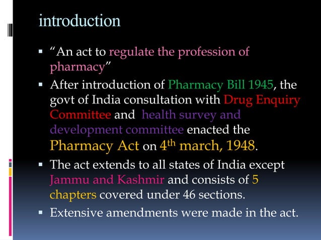 Pharmacy act | PPTX | Pharmaceutical Drugs | Medical Health