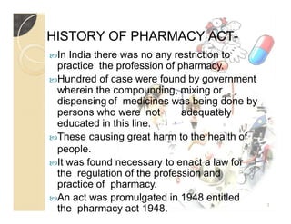 Pharmacy act 1948 | PPTX