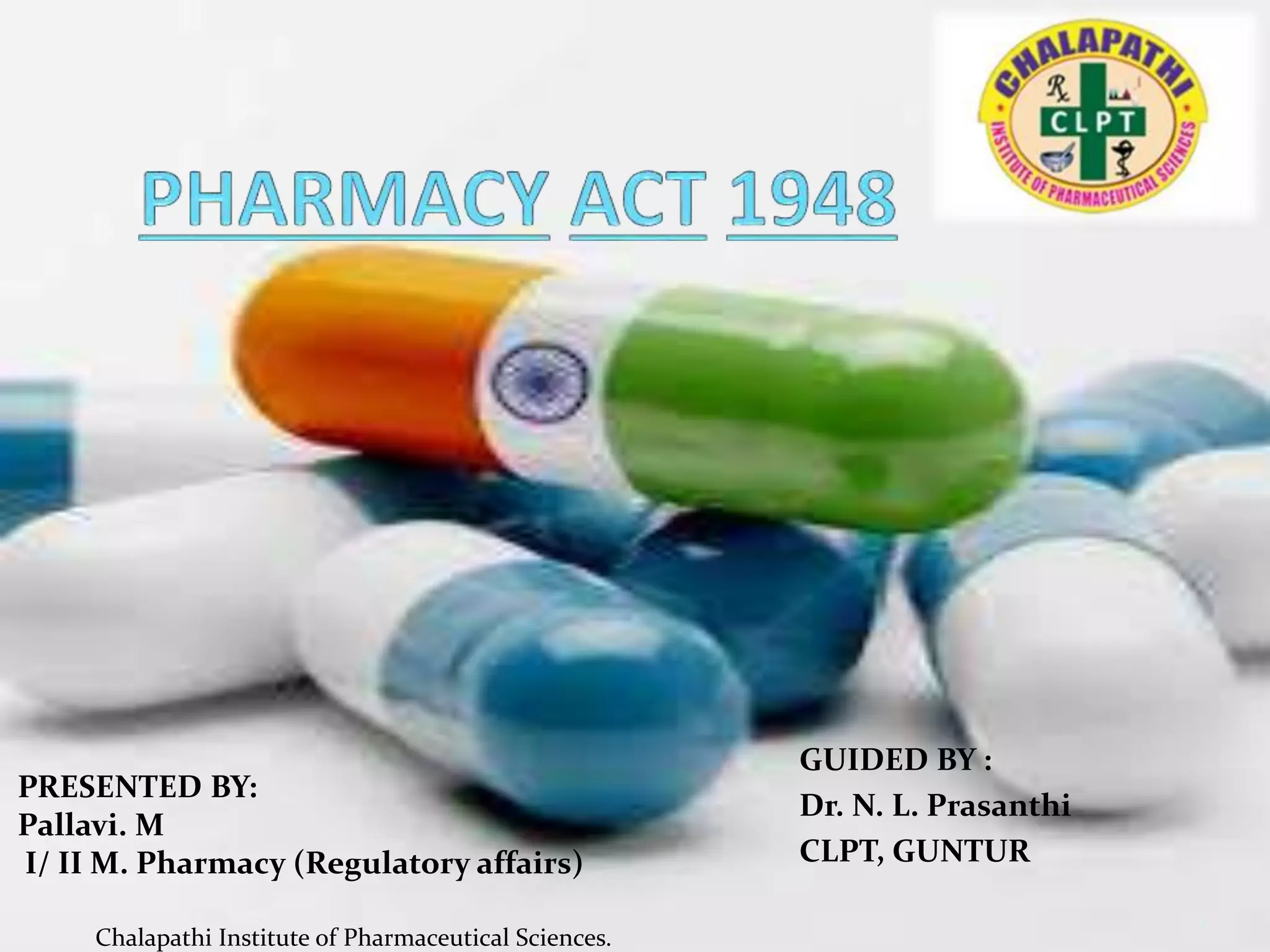 Pharmacy act 1948 | PPTX