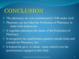 Pharmacy act 1948 | PPTX