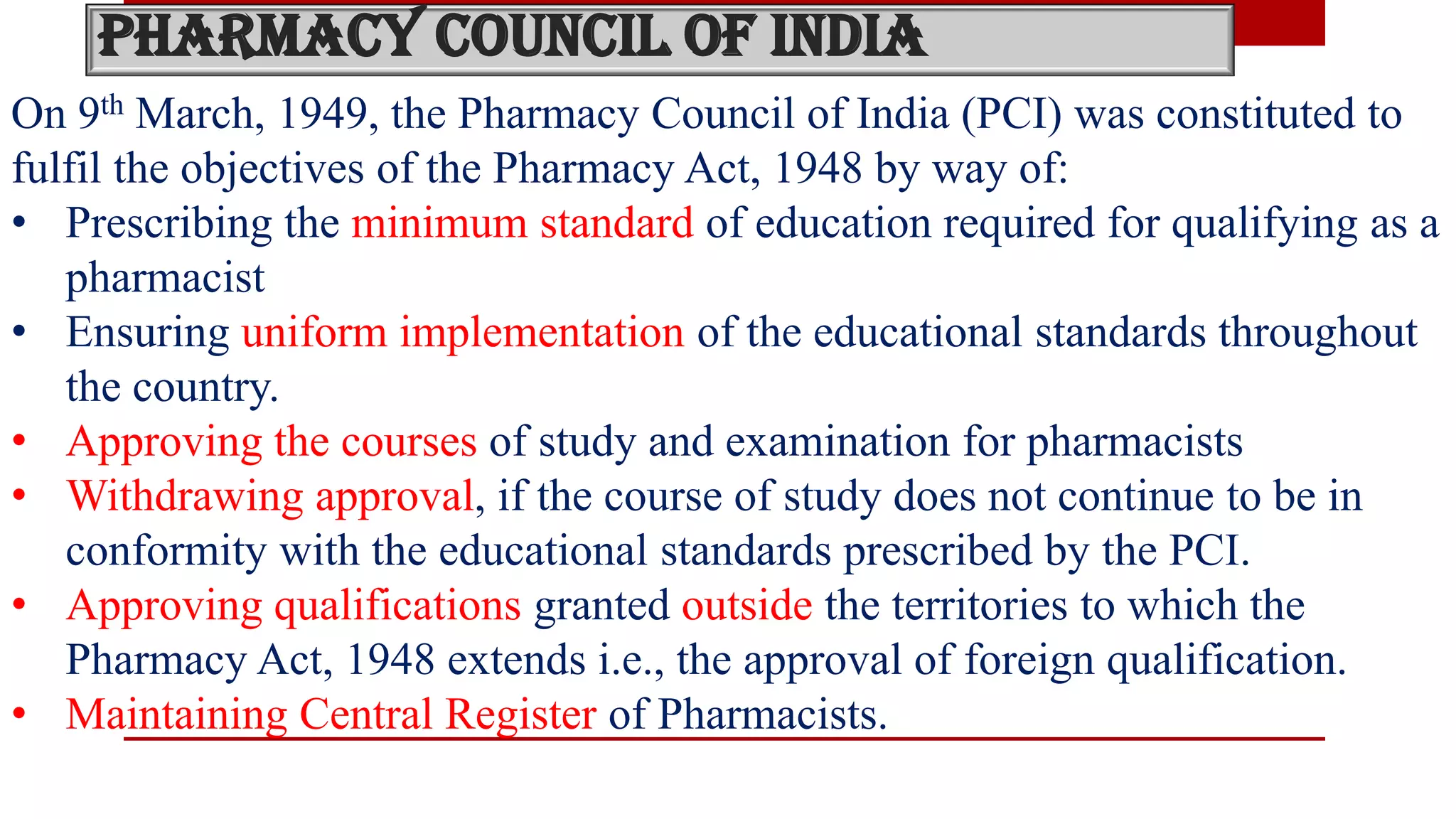 Pharmacy act 1948 | PDF