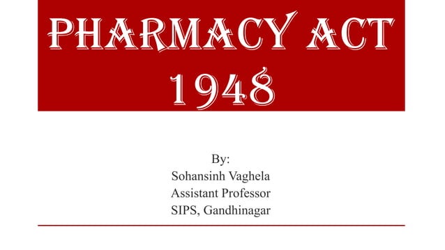 Pharmacy act 1948 | PDF