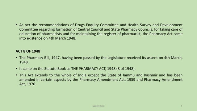 Pharmacy Act ,1948 | PPT