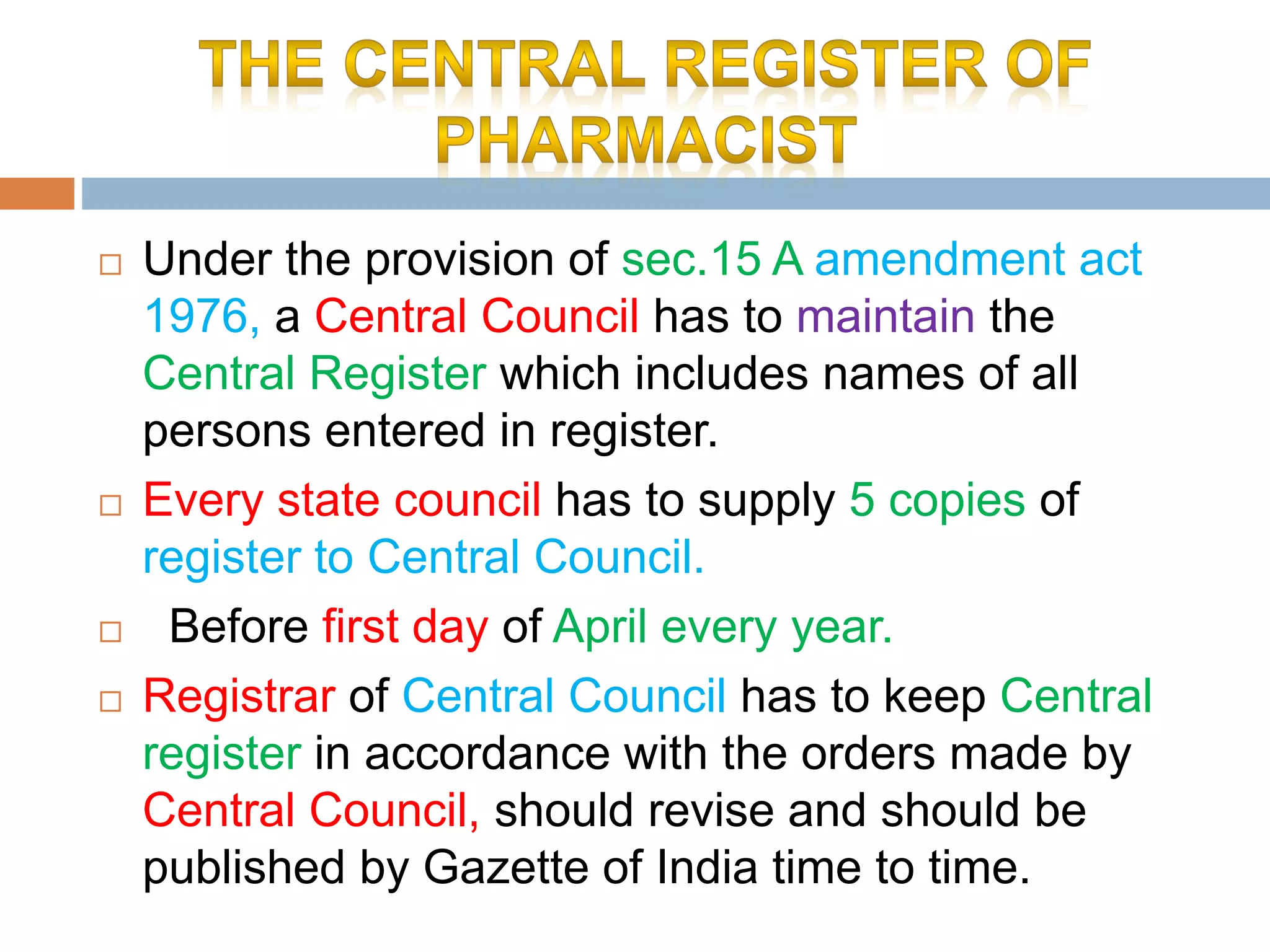 Pharmacy act 1948 | PPTX