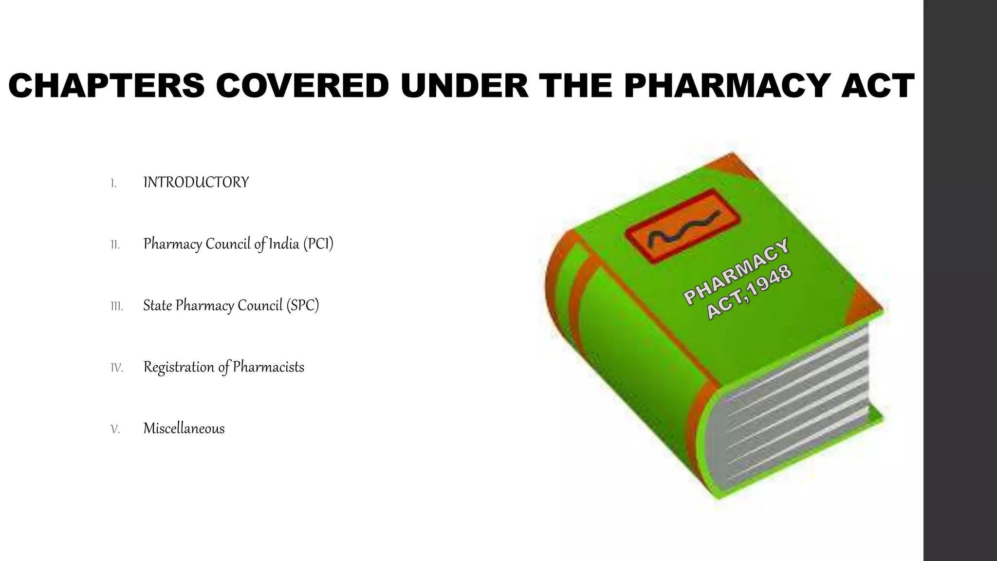 Pharmacy act,(SPCI) 1948 sakshi jain ppt 7 th sem | PPT
