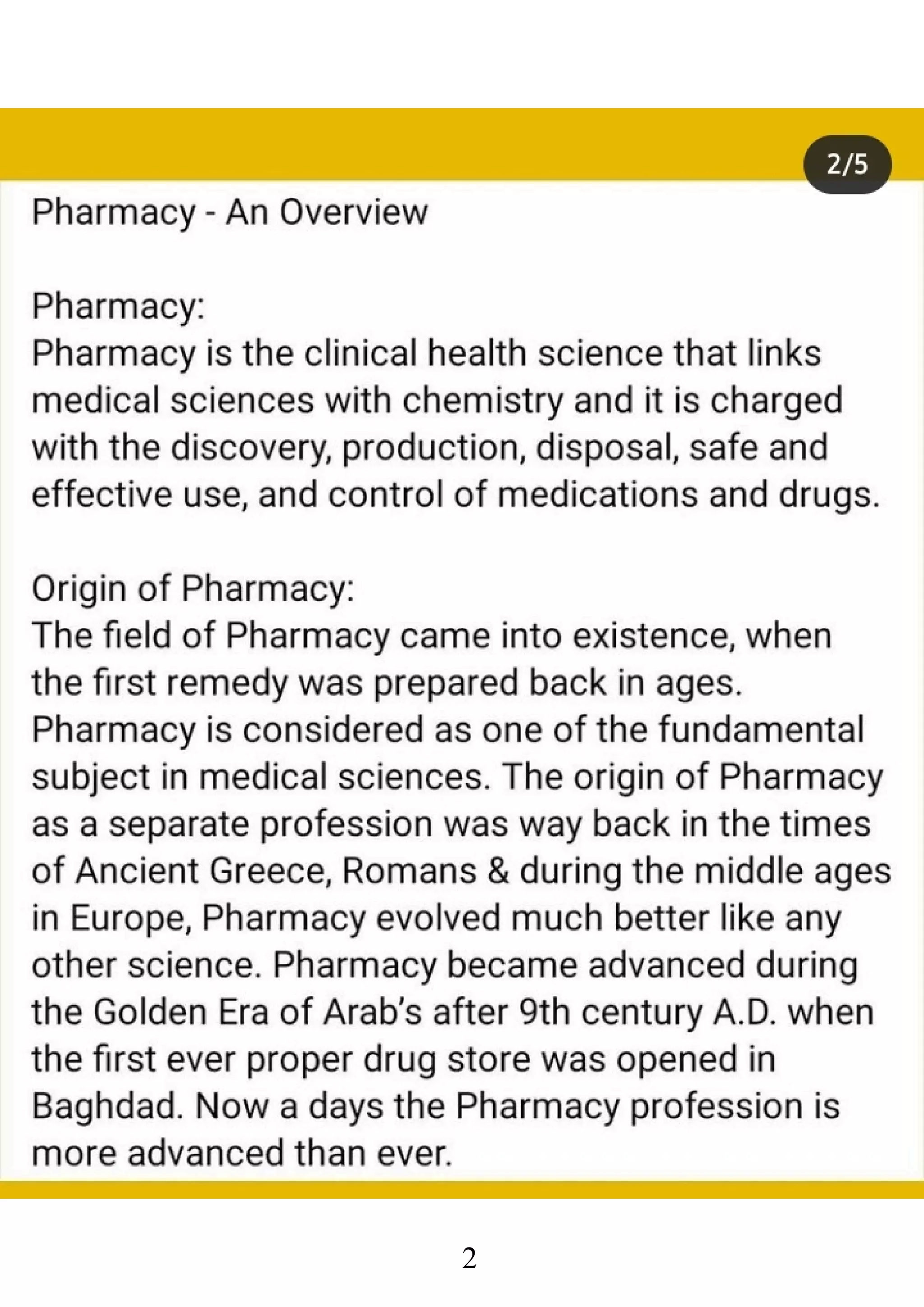Pharmacy.... An Overview | PDF