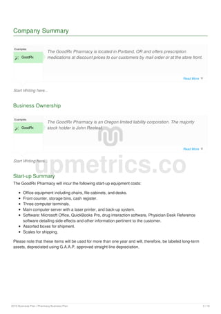 Pharmacy business plan example | PDF